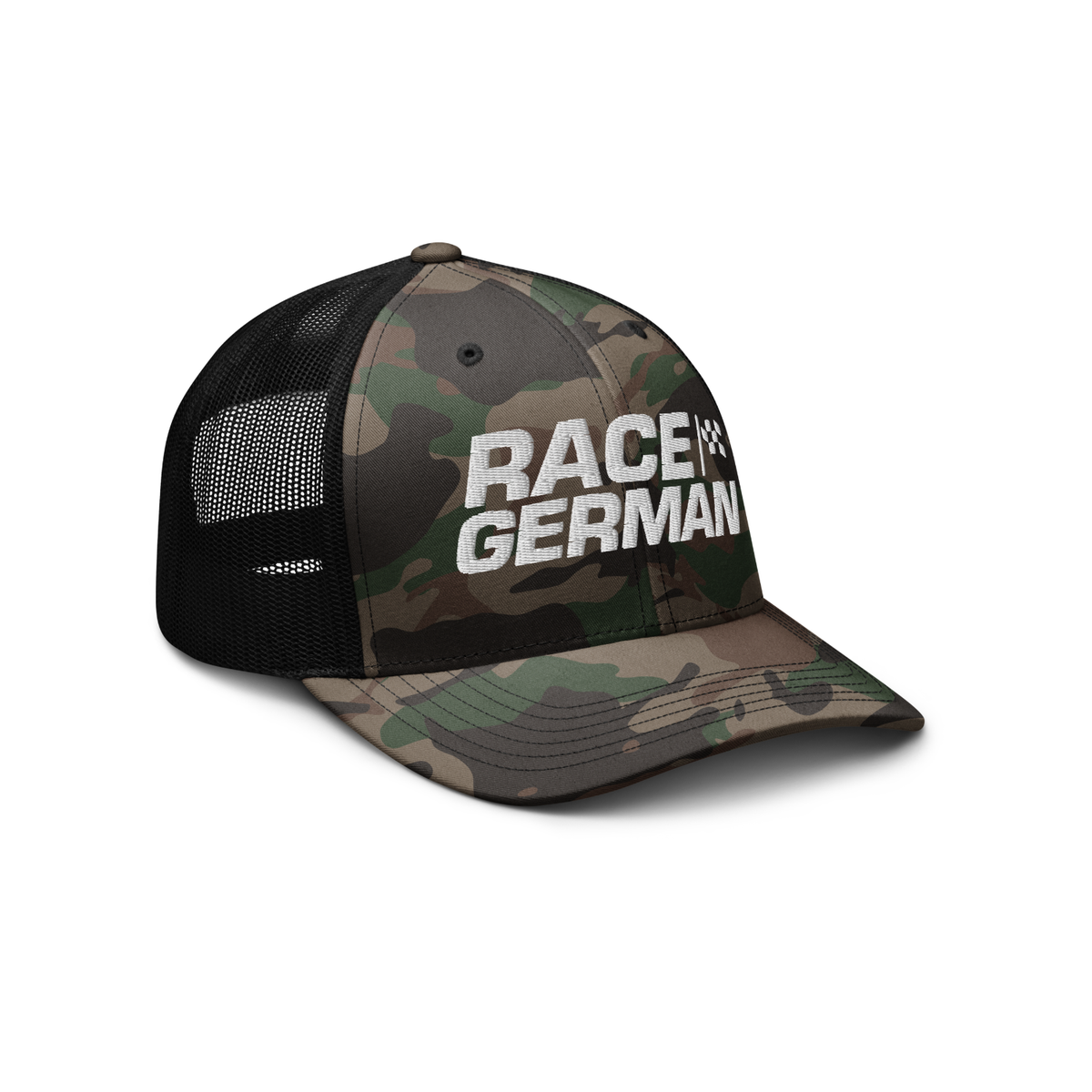 RG Logo Camo Trucker Hat – Race German