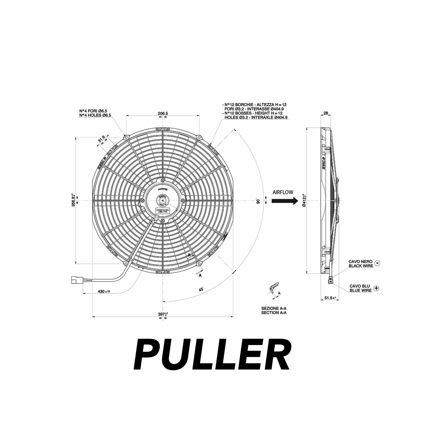 16" Spal Low Profile Fan — Race German